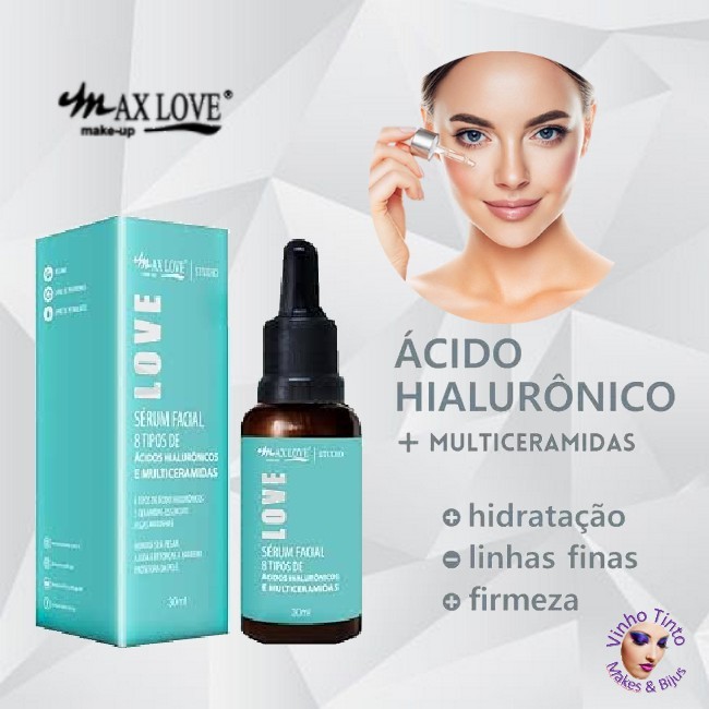 Sérum Facial 8 Tipos de Ácidos Hialurônicos e Multiceramidas Max Love ...