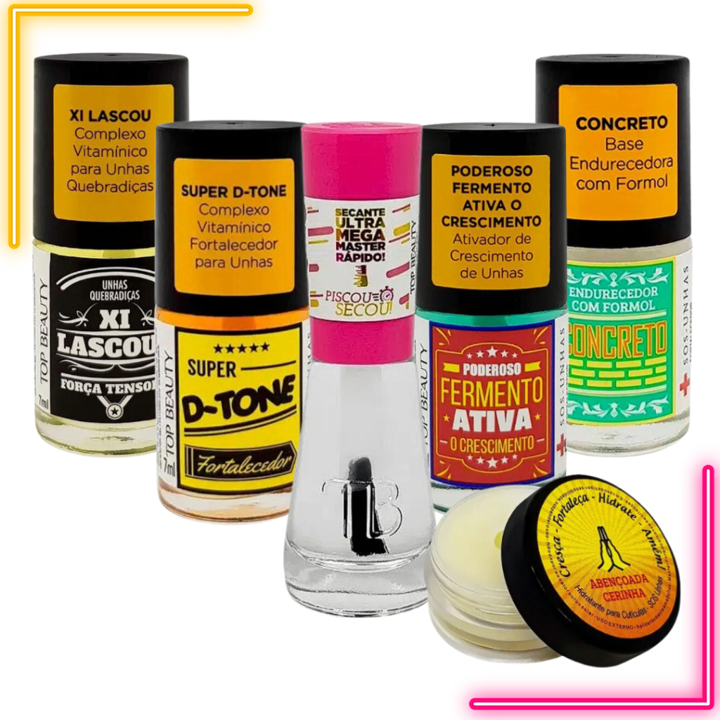 Base de Unha - 4 Bases + Cerinha + Piscou Secou Tratamento S.O.S Unhas ...