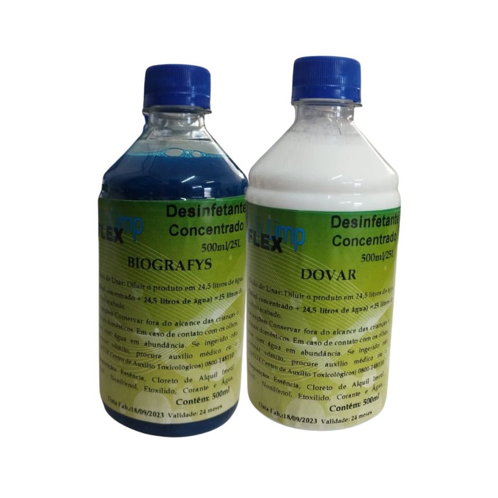 01 DESINFETANTE CONCENTRADO DOVAR 500ml + 01 BIOGRAPHYS 500ml - CADA UM ...