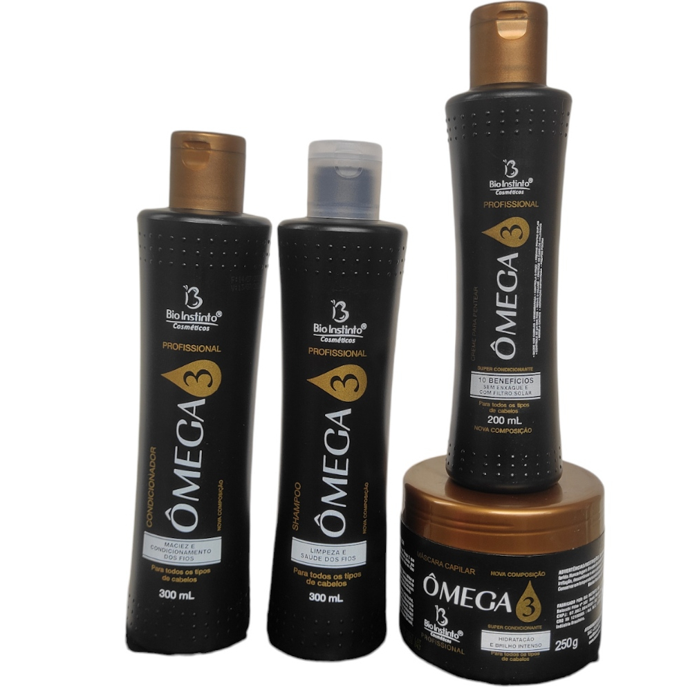 Kit Capilar Ômega 3 com 4 itens - Shampoo, Condicionador, Mascara e ...