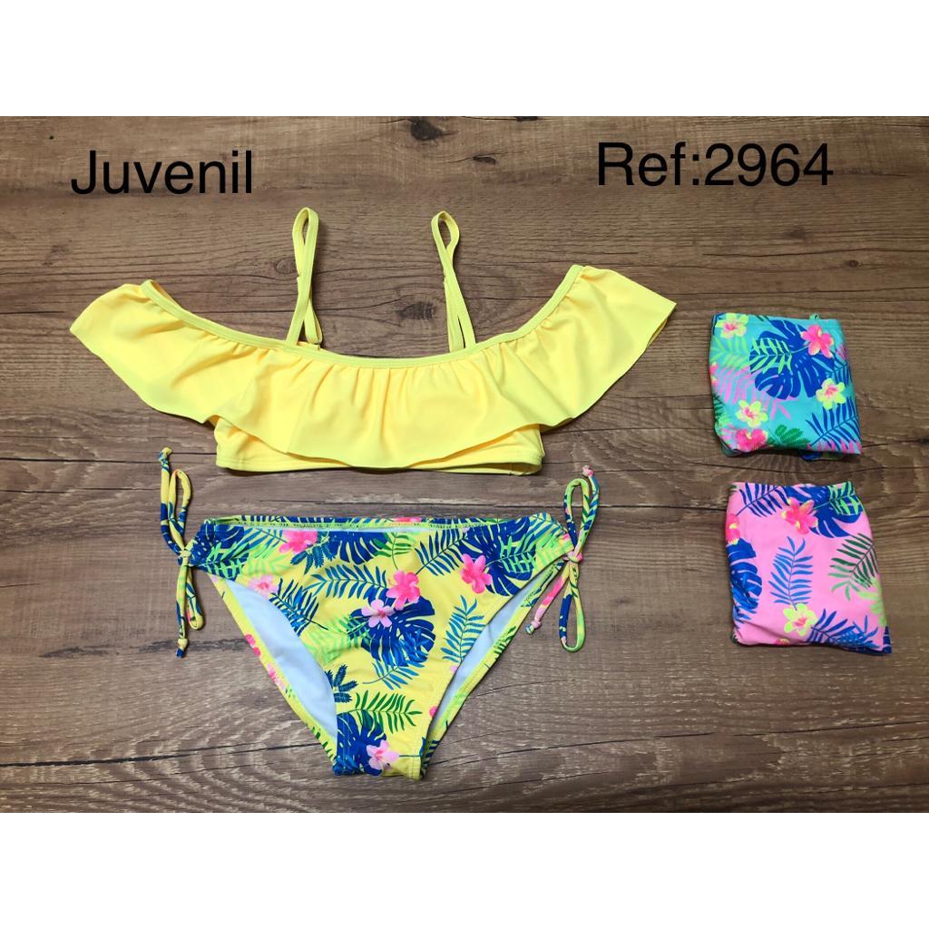 Biquini Infantil Juvenil Com Junto Babadinho Liso Com Bojo Regular Moda Praia Meninas Novidade