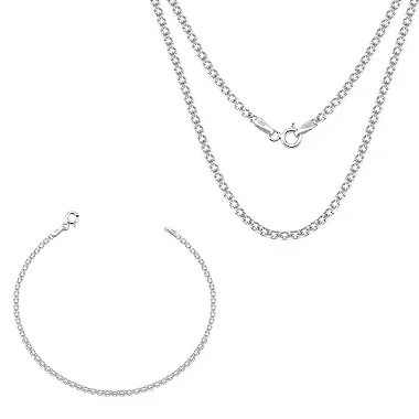 Conjunto Colar e Pulseira Feminina de Prata 925 Bismark 40cm 2mm | Shopee Brasil