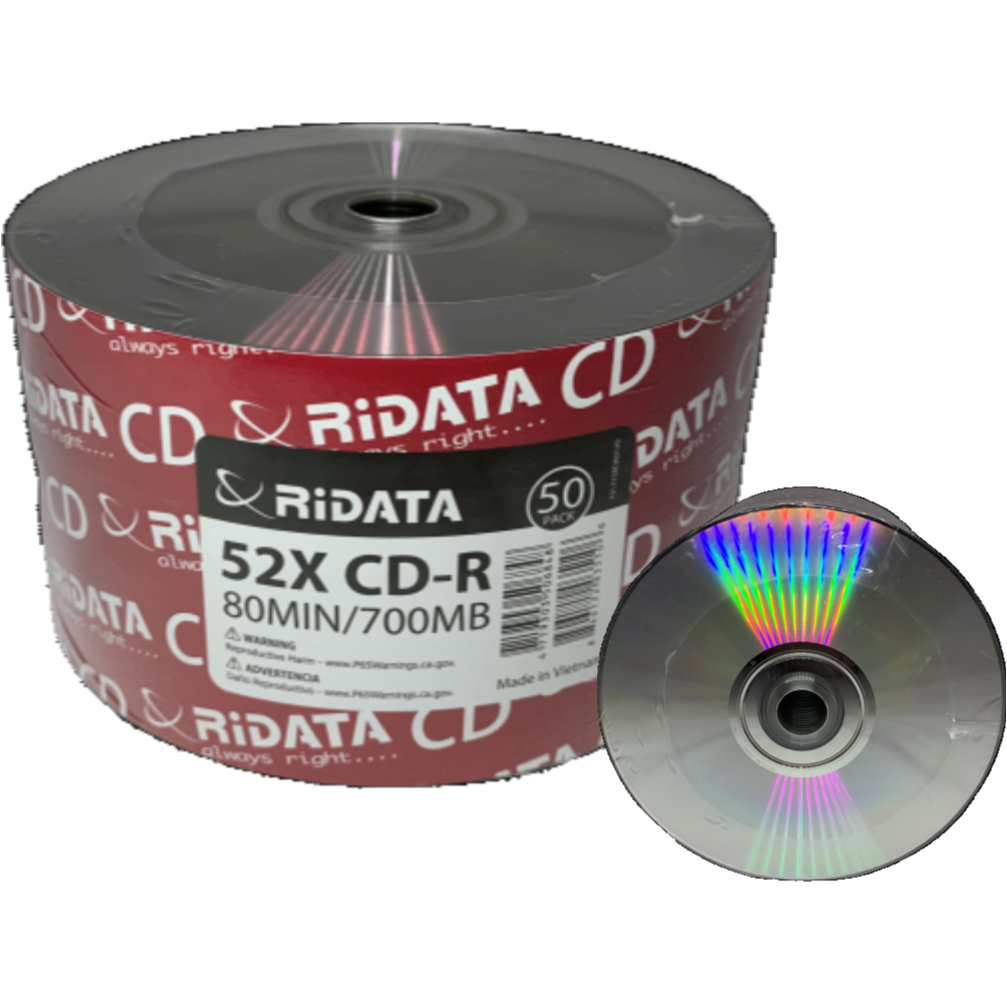 50 Cd-r Ridata Prata Silver 700 Mb 80minutos 52x Original - Faz a Boa!