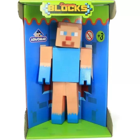 Boneco do Jogo Minecraft Steve Super Block Articulado - 20cm - (AZUL OU ...