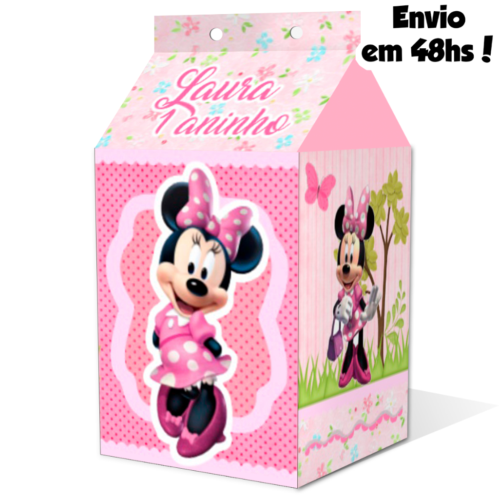 10, 20, 30 ou 40 caixa milk personalizada minnie kit festa de ...