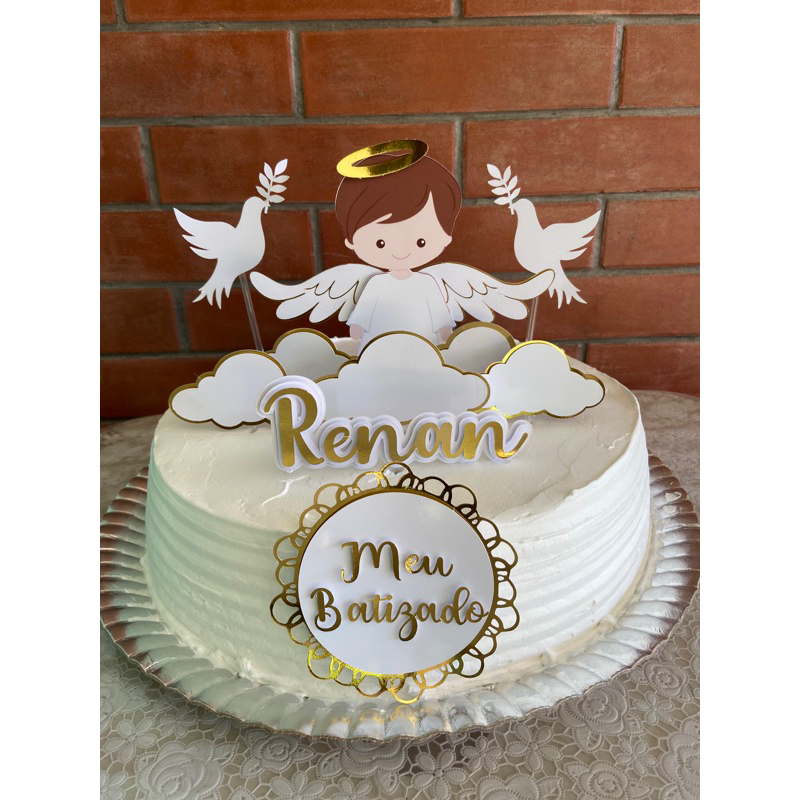 topper topo de bolo meu batizado batismo menino ou menina masculino ...