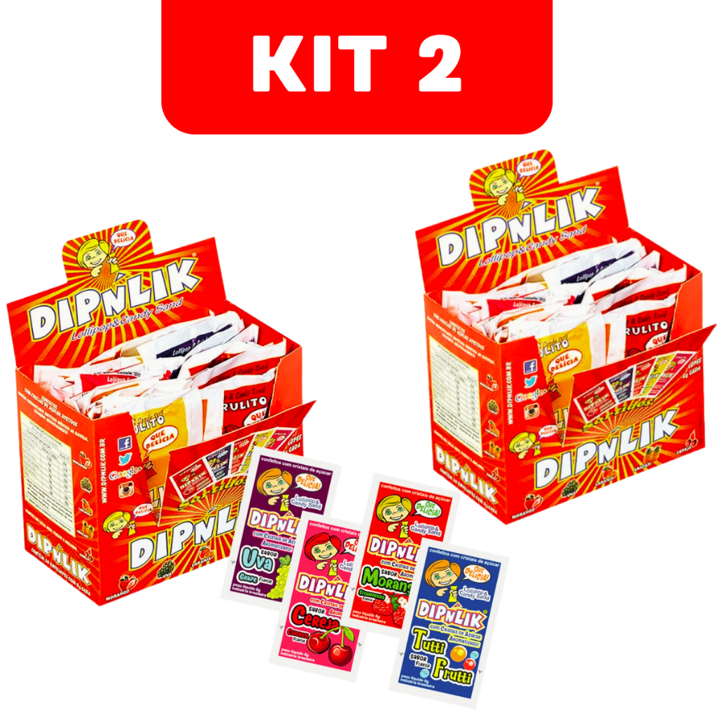 Pirulito Dipnlink Com Açúcar Kit 2 Caixinhas C/50un Sabores Sortidos ...
