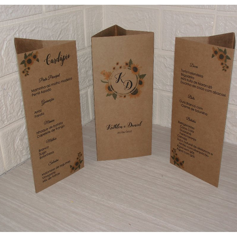 Menu Triangulo / Totem com Agradecimento para festas e casamentos ...