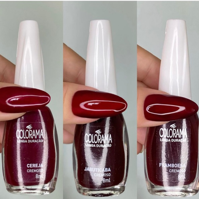 Kit 3 Esmalte Colorama Tons de Vermelho Escuro ( Cereja, Jabuticaba e ...