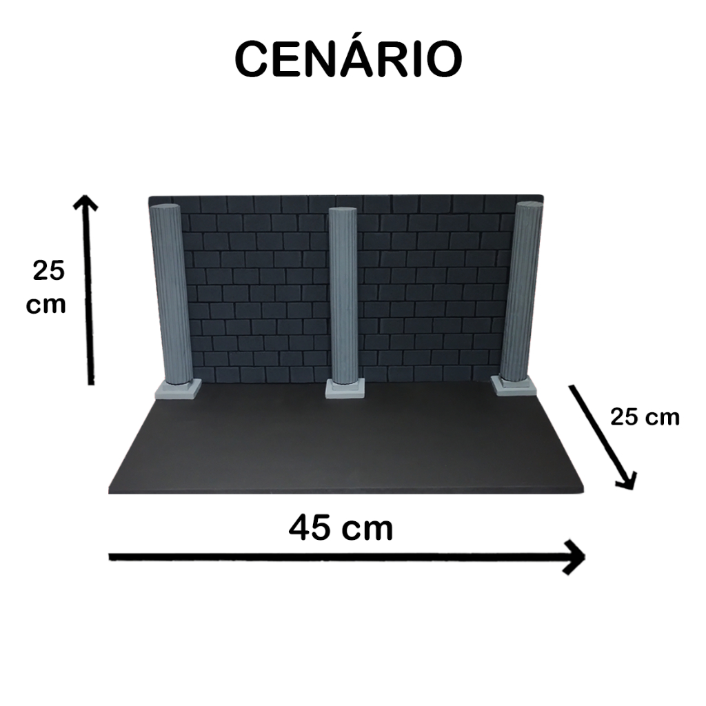 Cenário / Base / Diorama Três Pilares Cinza c Encaixe e Parede ...