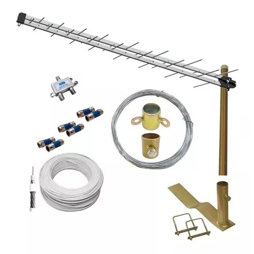 Kit Antena Digital 38 Elementos P/ 4 Tvs +sup P/ Telha +cabo | Shopee ...