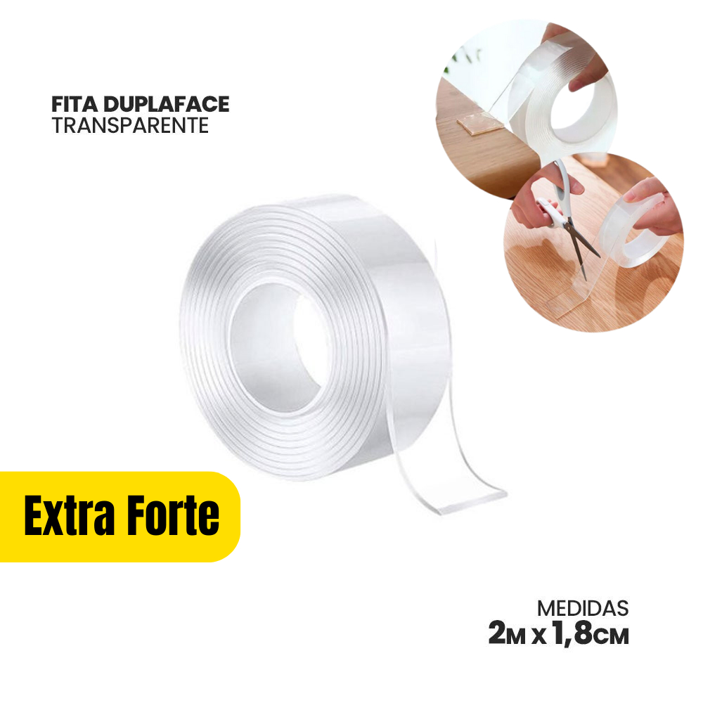 Fita Dupla Face Extra Forte Transparente Adesiva 18mm X 2 Mts | Shopee ...