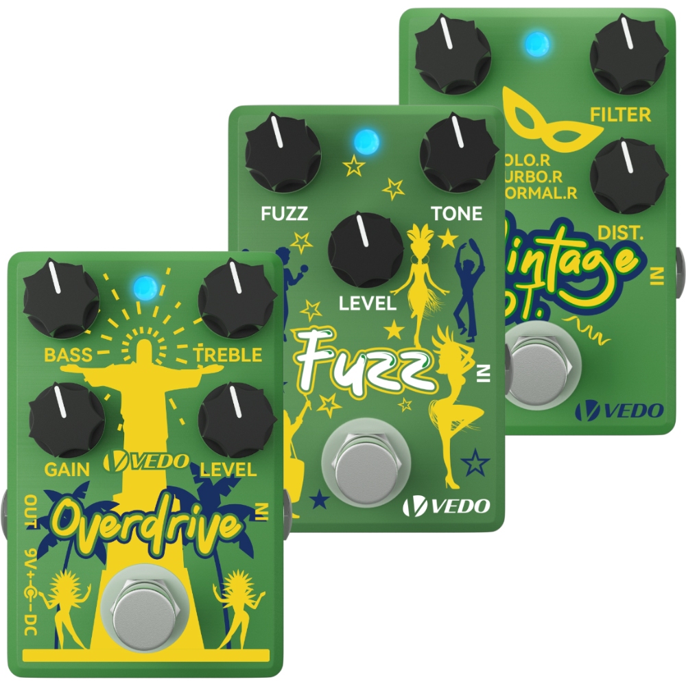 VEDO Fuzz/Vintage Distortion/Overdrive Mini Pedal de Efeito de Guitarra ...