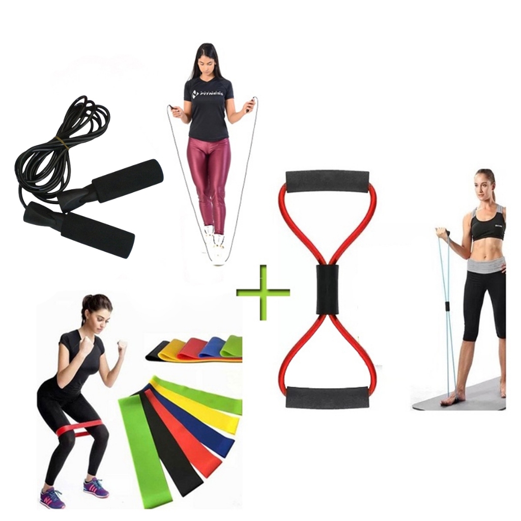 Kit Treine Em Casa Completo Elástico Extensor Cross Tube + Corda de ...