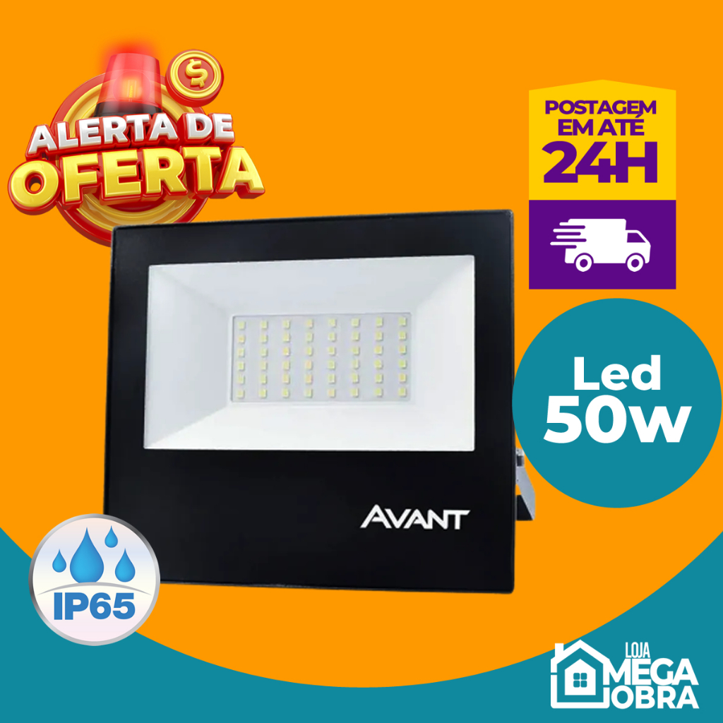 Refletor Holofote Super Forte Led 50w 100w 200w 6500k IP65 Bivolt Prova D'água Avant | Shopee Brasil