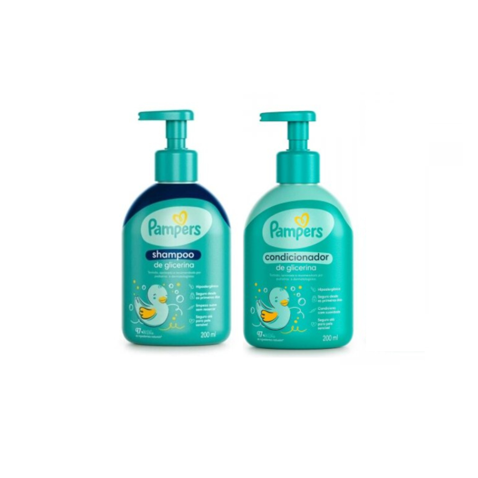 Kit Shampoo e Condicionador Infantil De Glicerina Pampers 200ml ...