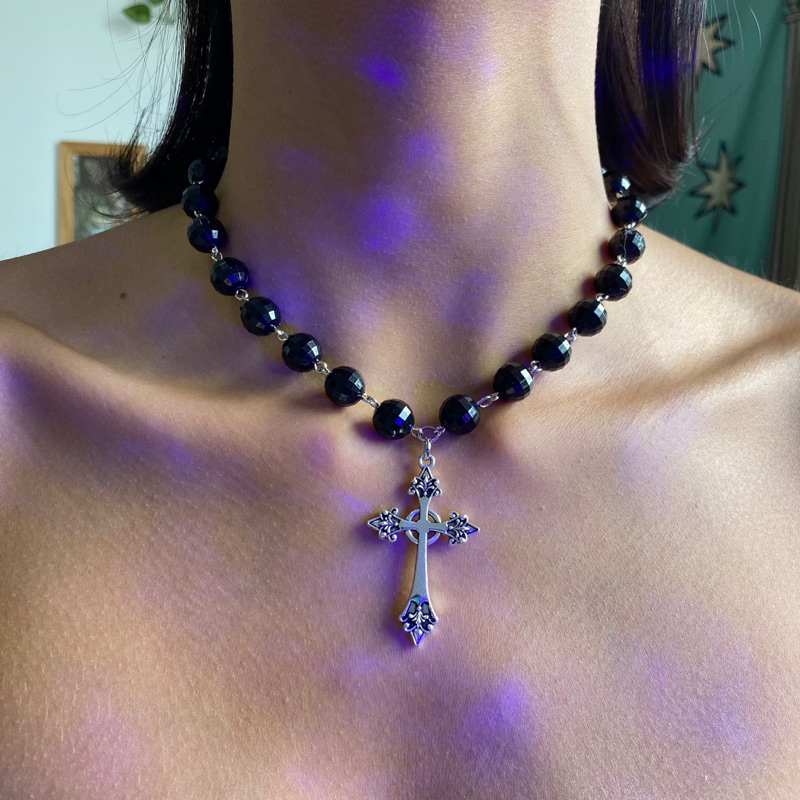 Colar de Cruz Gargantilha Cruz Aesthetic Choker Punk Gothic Pingente ...