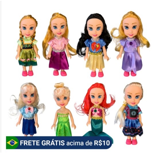 Kit 8 Bonecas Articulado 17 cm Princesas Baby/WJ87 | Shopee Brasil