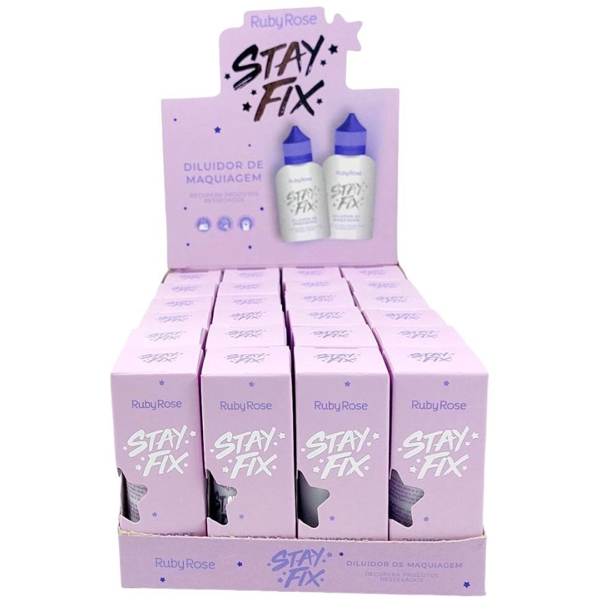 Box Fechado 24 Unidades Diluidor de Maquiagem Stay Fix Ruby Rose HB-581 15ml | Shopee Brasil