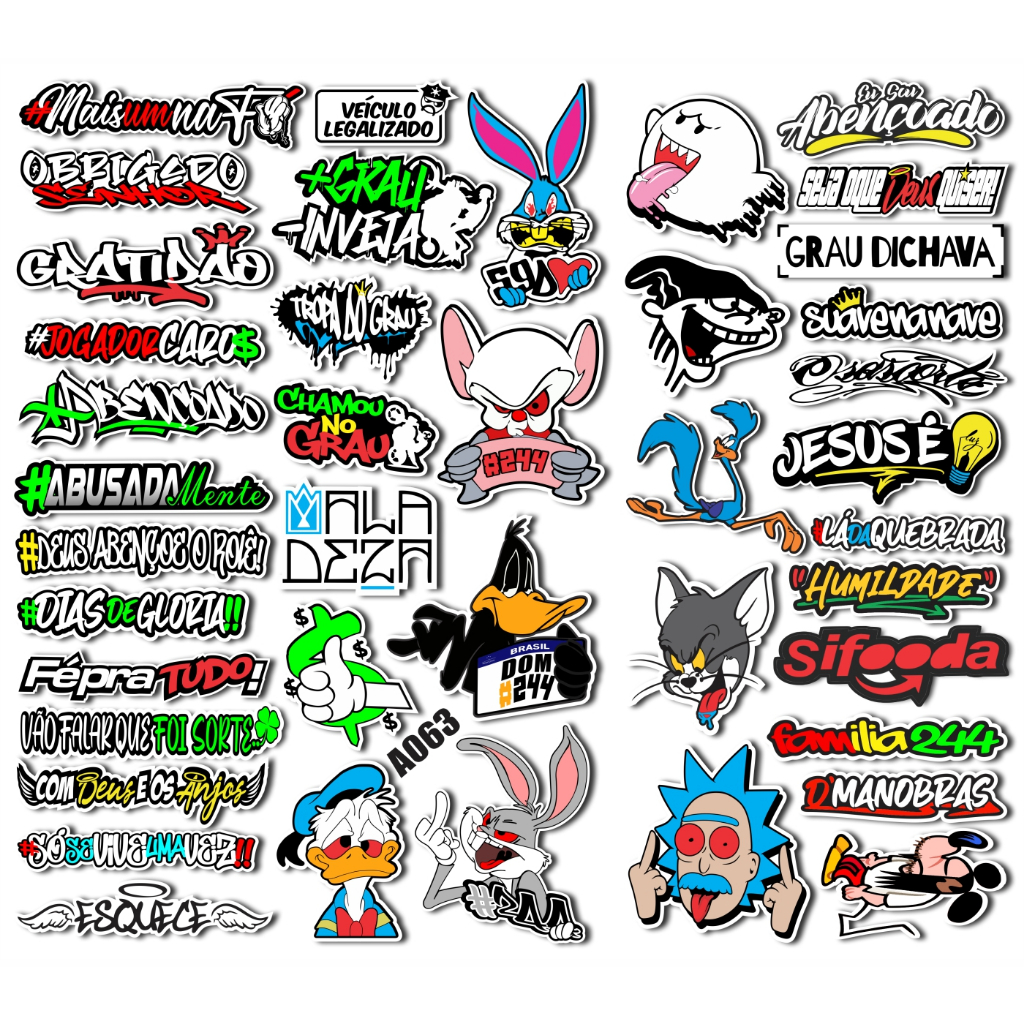 Adesivos Para Moto Grau 244 Pernalonga Bike Super Cartela | Shopee Brasil