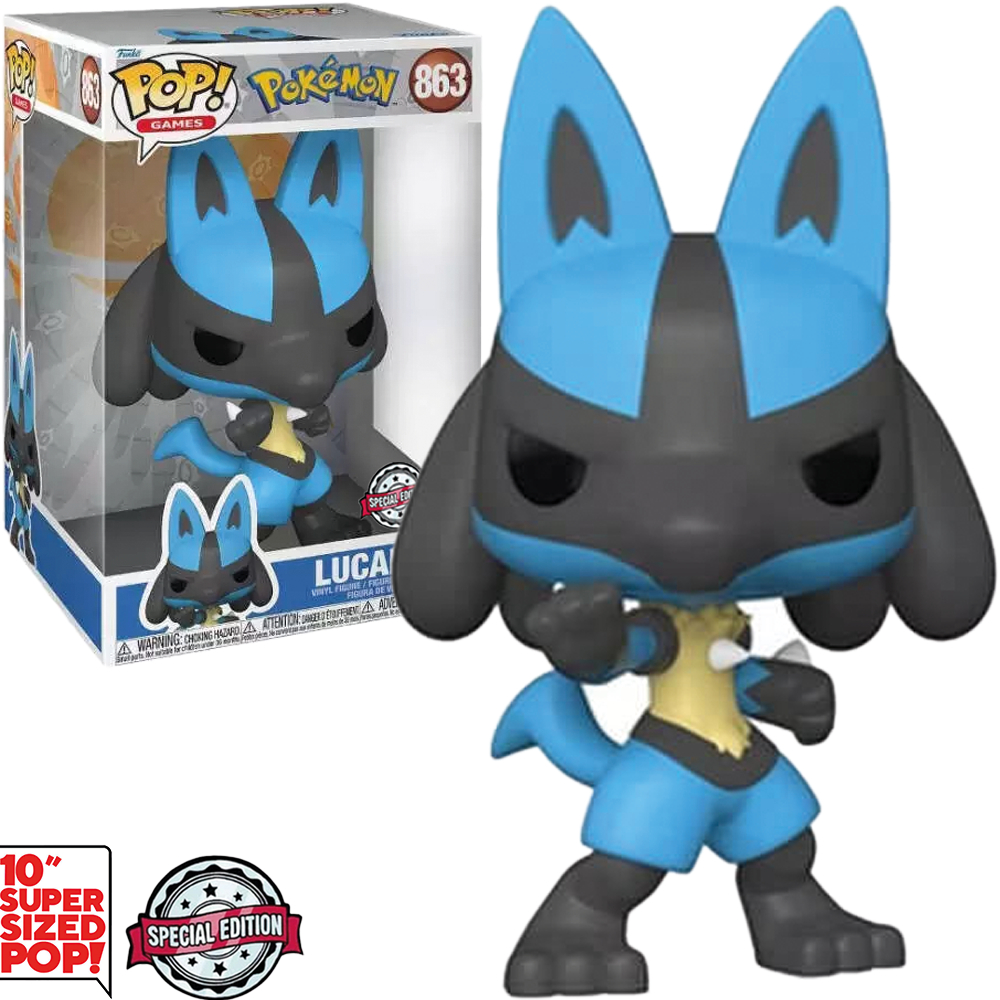 FUNKO POP POKÉMON EXCLUSIVE - LUCARIO 863 ( SUPER SIZED 10") NOVO ...
