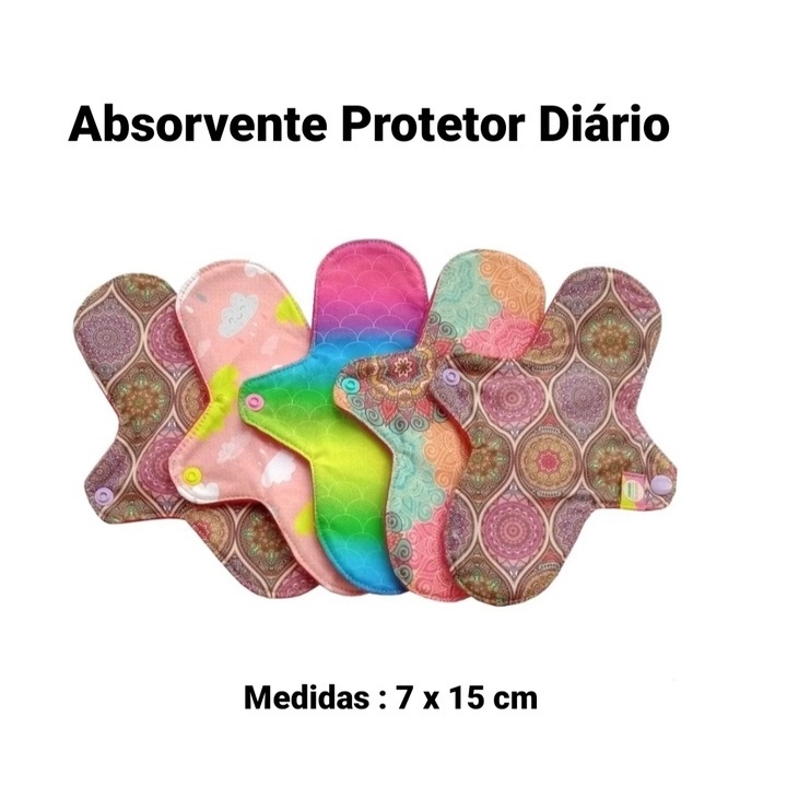 Mini absorvente protetor diario ecologico impermeavel tamanho 7x15cm ...