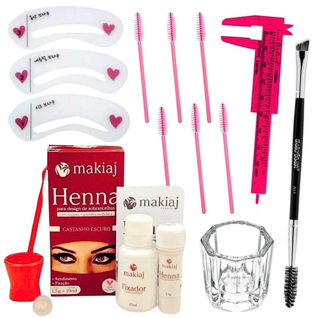 Kit Sobrancelha Designer Completo Promoção Moldes Renna Hena Henna Rena ...