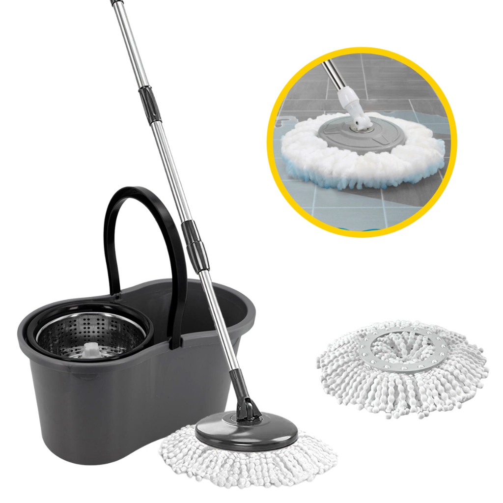 Balde Spin Mop Giratório Cesto Inox Esfregão 9 Litros 360 | Shopee Brasil
