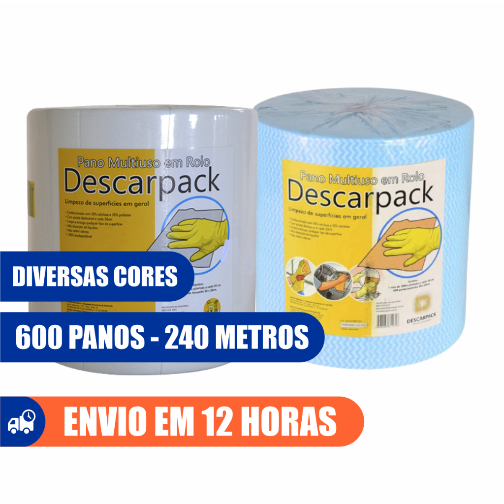 Pano Multiuso Rolo 600 Panos 240m Perfex Branco Azul Descarpack ...
