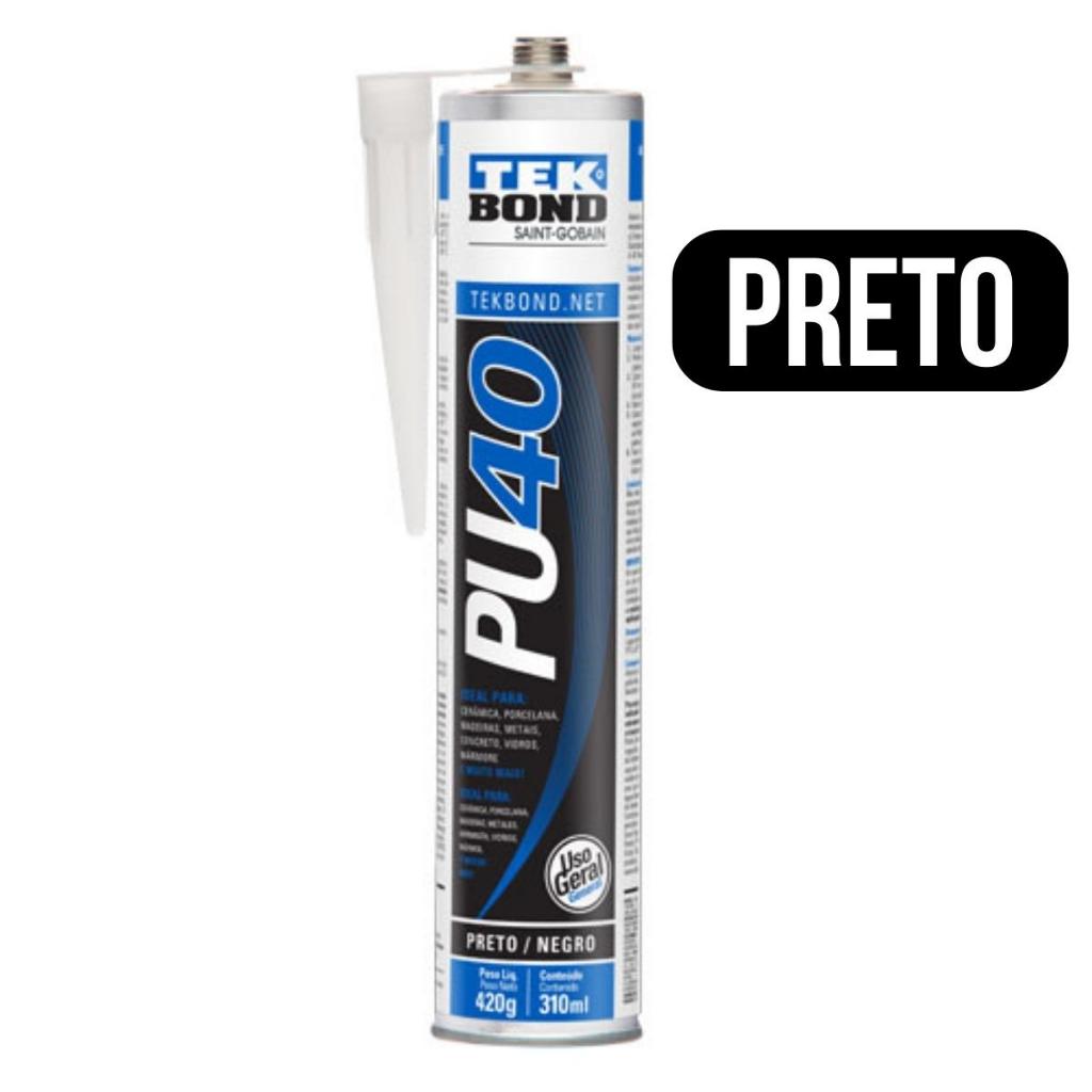 Cola PU 40 Preto Selante Adesivo Para Vedação Banheiro E Cozinha Uso ...