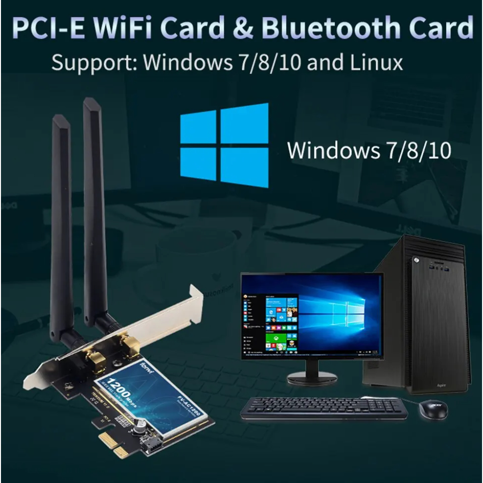 Placa Intel Fenvi Wifi e Bluetooth 4.0 PCI EXPRESS 1200MBPS 2.4GHZ e ...
