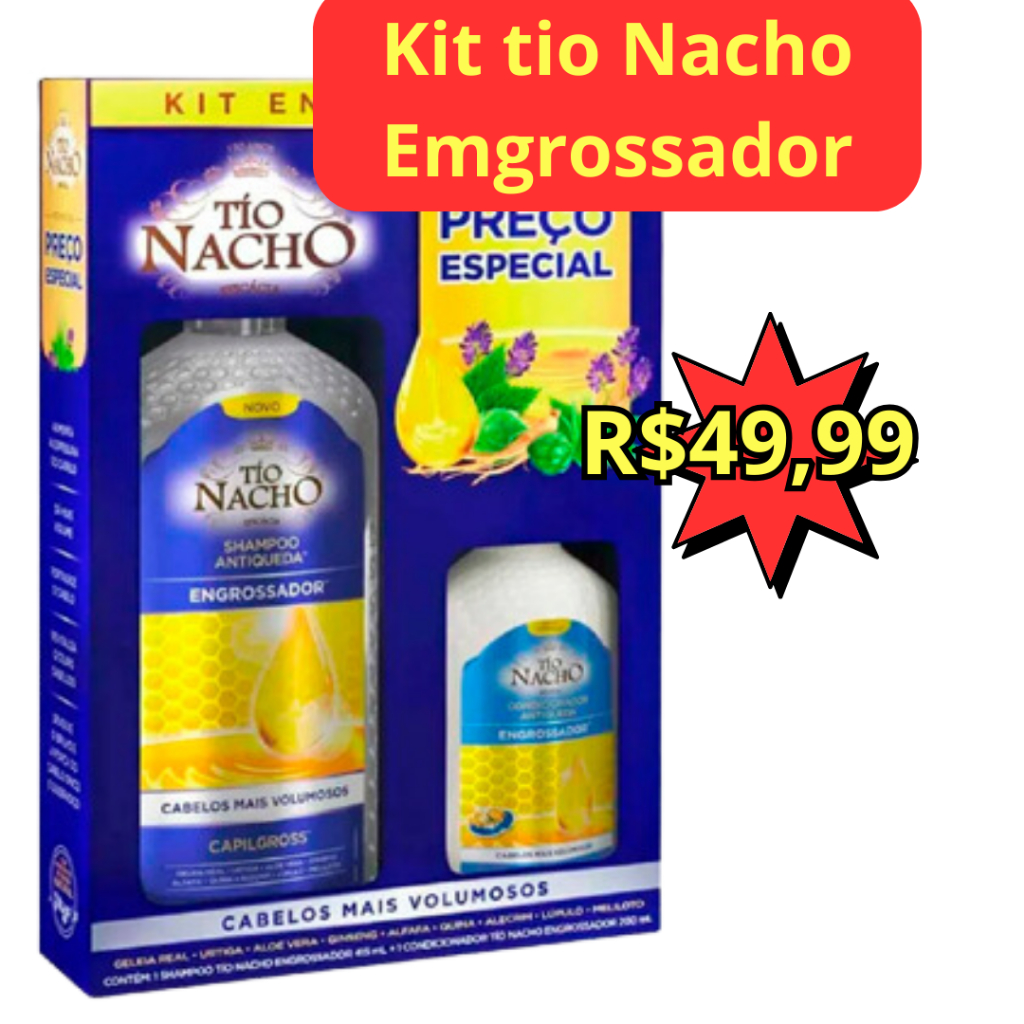 Kit Tio Nacho Antiqueda Engrossador com 415ml | Shopee Brasil