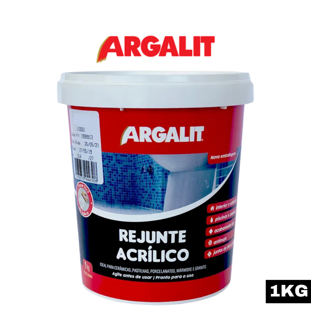 Rejunte Acrilico Azul Piscina Argalit 1kg Piso Parede e Porcelanato ...