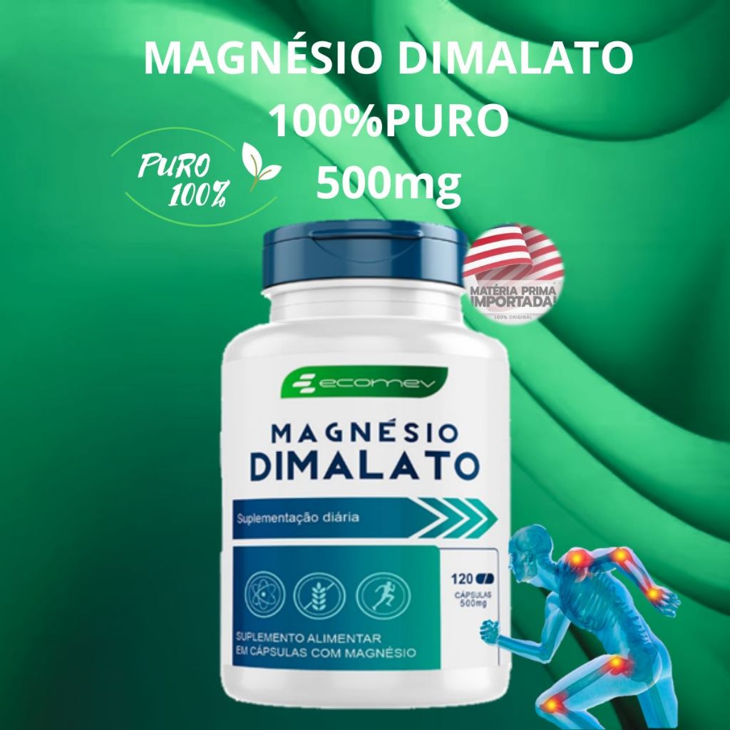 Super Magnésio Dimalato 100% Puro 500mg com laudo e Autorizado Ecomev | Shopee Brasil
