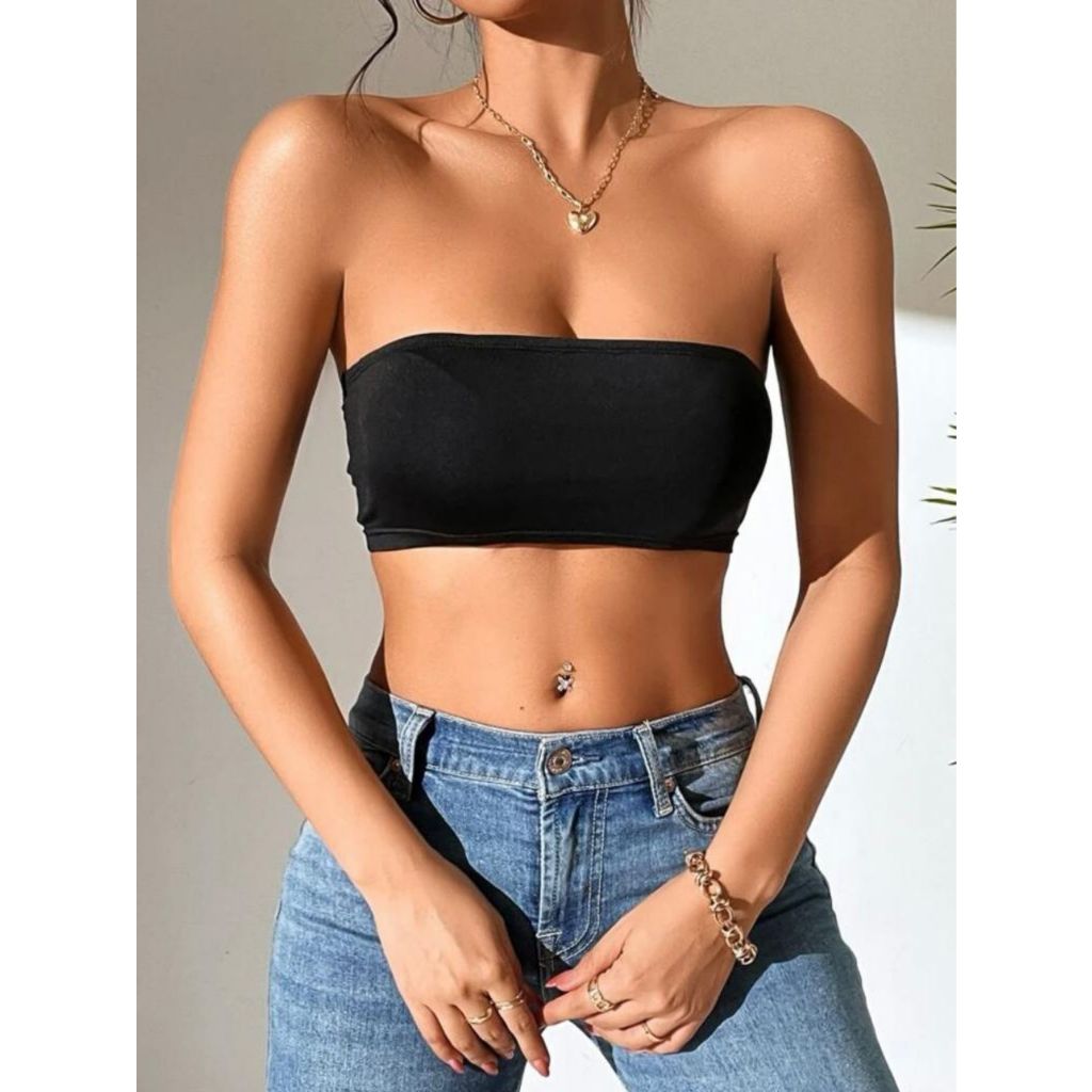 Cropped Top Faixa Com Bojo Básico Forrado | Shopee Brasil