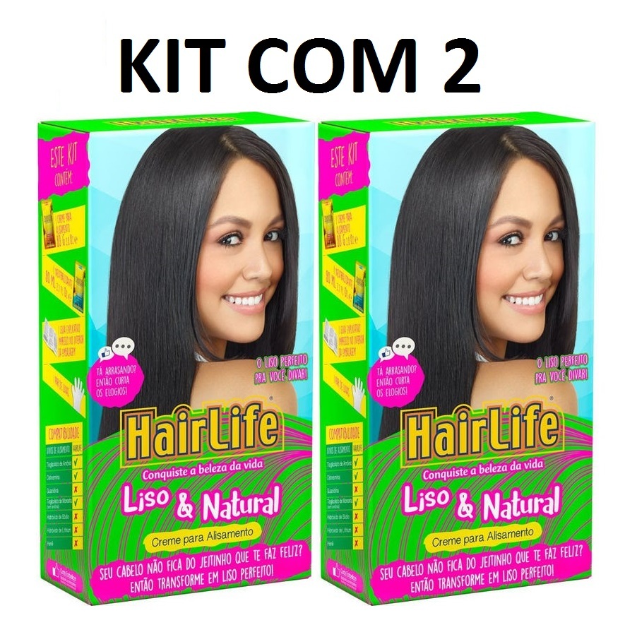 KIT COM 2 Creme Alisante Hair Life Liso e Natural Com Manteiga Karité ...