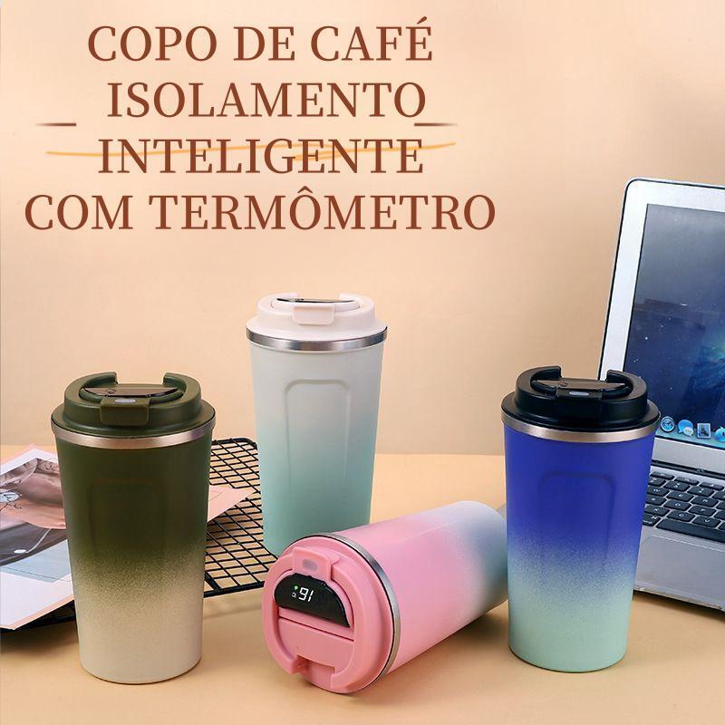 Caneca Copo Café Coffee Com Termômetro Digital Isolado Termico de Aço ...