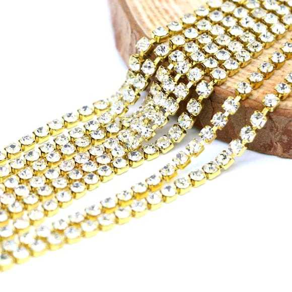 STRASS POR METRO SS6 DOURADO ( 3 METROS ) | Shopee Brasil