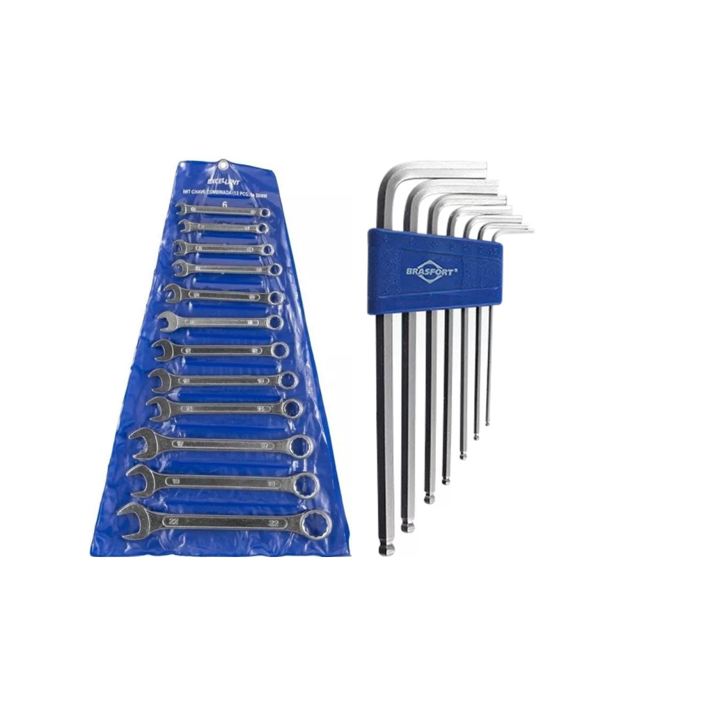Kit Chave Combinada Boca Estrela + Jogo Chave Allen Abaulada | Shopee ...
