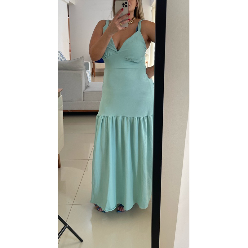 Vestido verde chá | Shopee Brasil