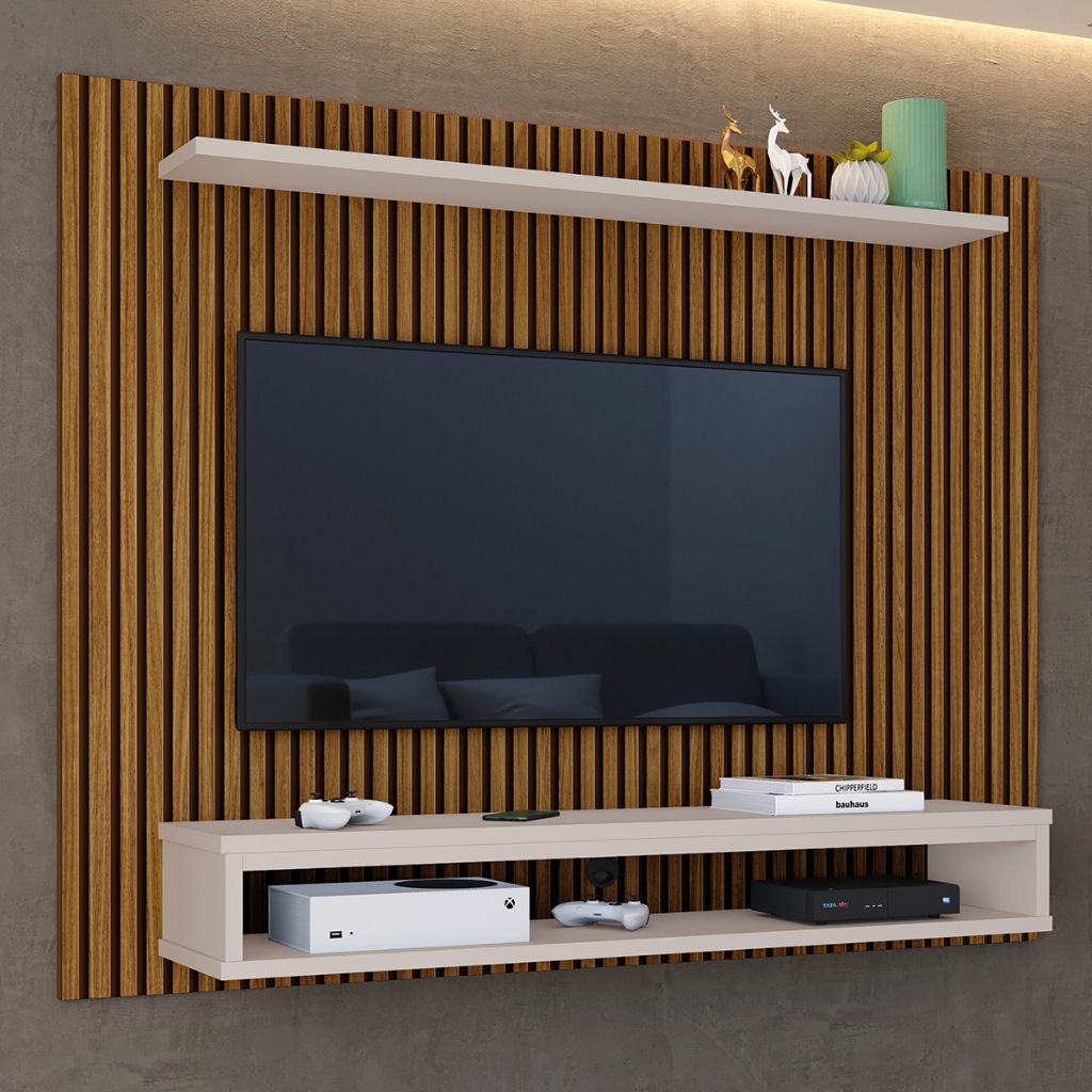 Painel Nairobe para Tv Nicho Decorativo Prateleira Inferior Suspenso ...