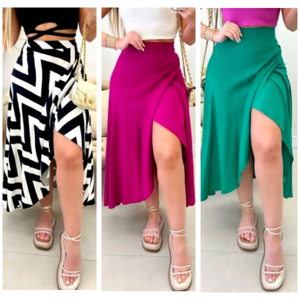 Saia Envelope Feminina | Verão | Zero Transparência | Transpassada ...