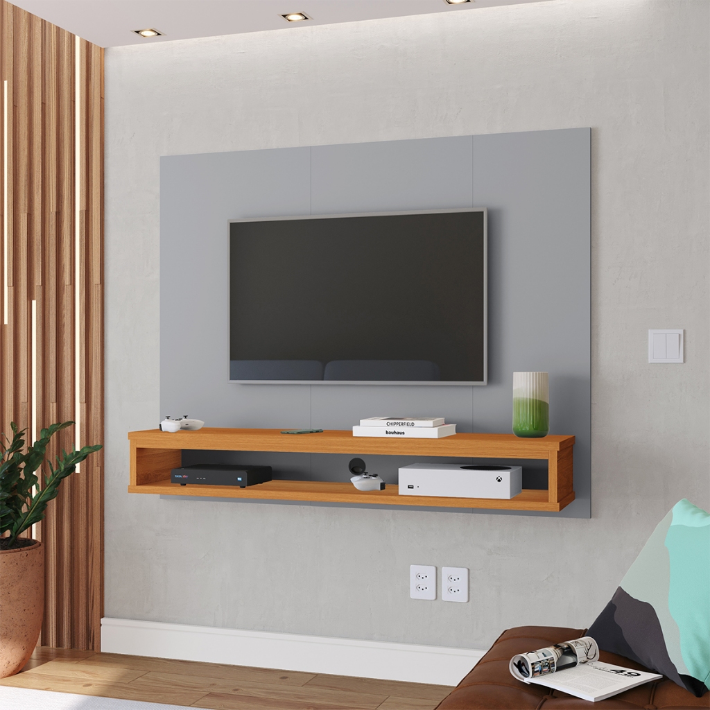 Painel Cissa Tv Até 50 Polegadas Nicho Decorativo Prateleira Inferior ...
