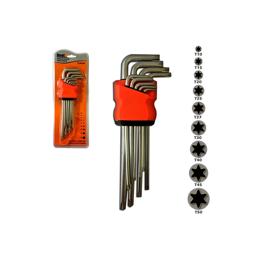 Jogo de Chaves Torx com Cabo Longo Furo Guia Automotiva Tork com ...