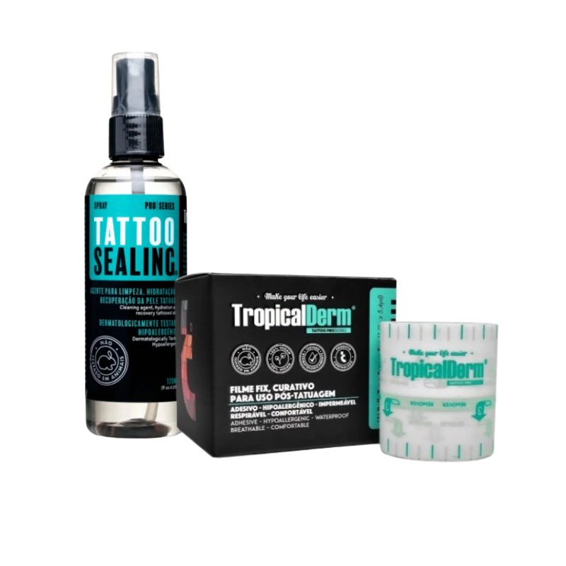 Kit Tattoo Sealing 240ml + Rolo Tropical Derm 5x5 Tatuagem | Shopee Brasil