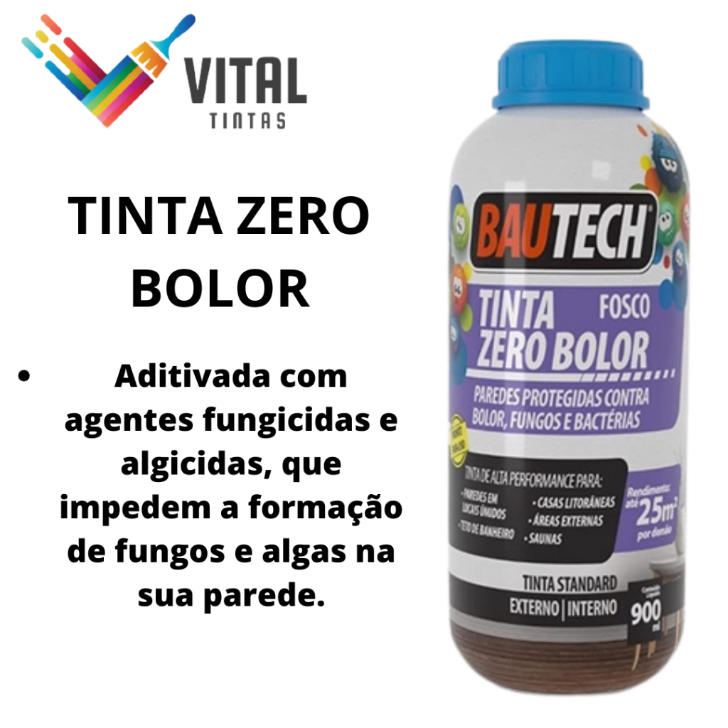 Tinta Acrílica Zero Bolor Bautech 900ml | Shopee Brasil