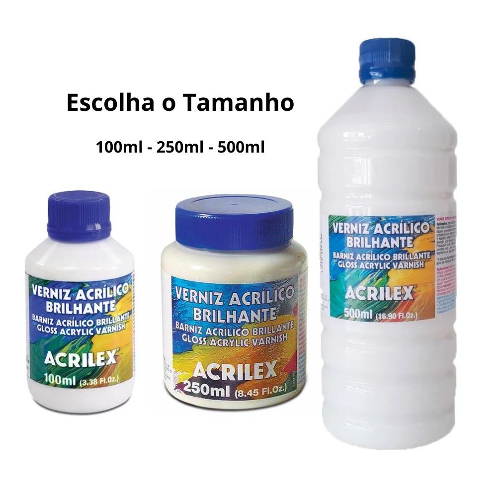 Verniz Acrílico Brilhante - Acrilex - Escolha o Tamanho - Escorrega o Preço