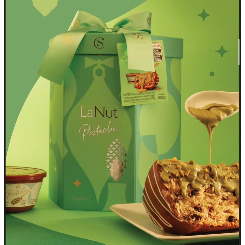 Panettone Premium LaNut Pistache Cacau Show 800g | Shopee Brasil