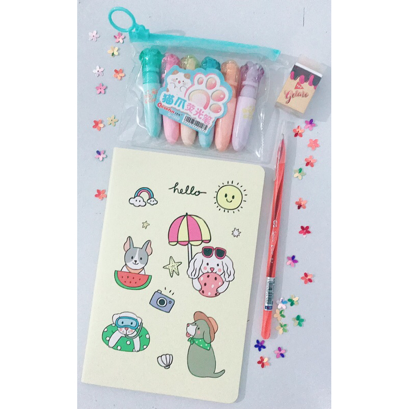 Kit Papelaria fofa Kawaii - Material Escolar | Shopee Brasil