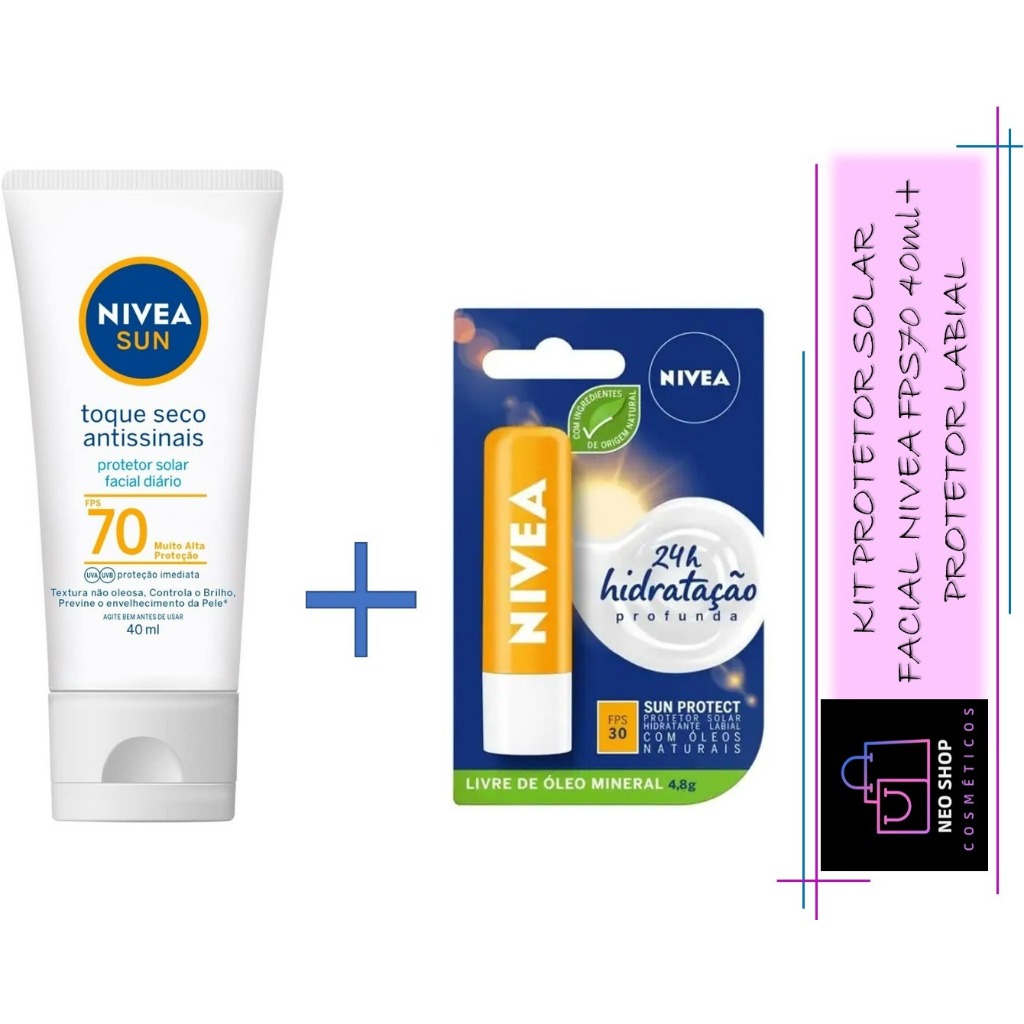 Nivea Sun Protetor Solar Facial Toque Seco Antissinais Fps 70 40ml ...